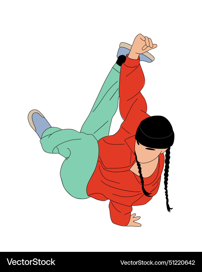 Girl dancer hip hop breakdance drawing Royalty Free Vector
