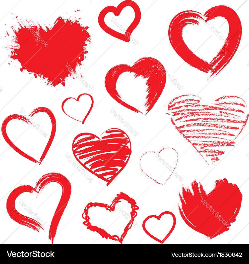Hand Drawn Hearts Set Royalty Free Vector Image