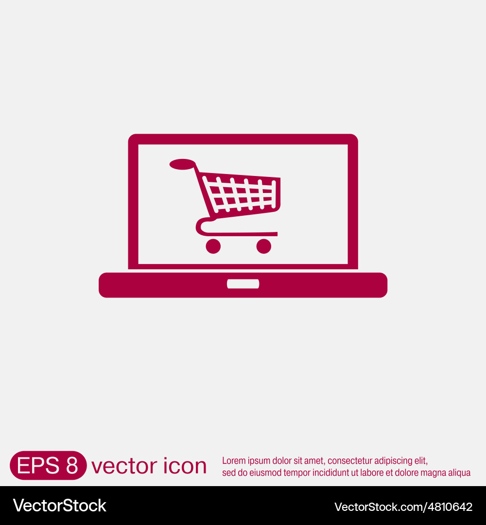 Laptop with symbol shopping cart Royalty Free Vector Image