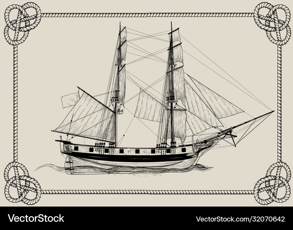 Old sailing ship Royalty Free Vector Image - VectorStock