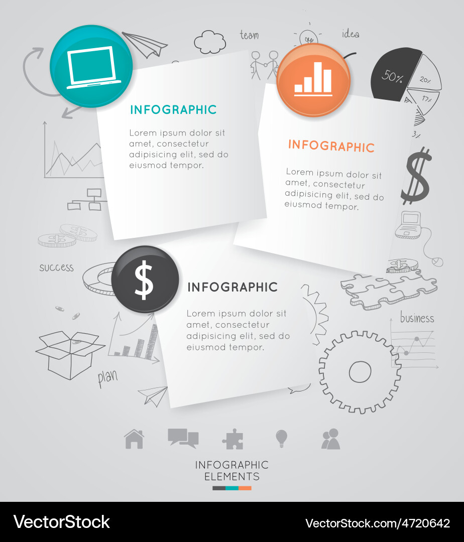 Paper stick infographics Royalty Free Vector Image