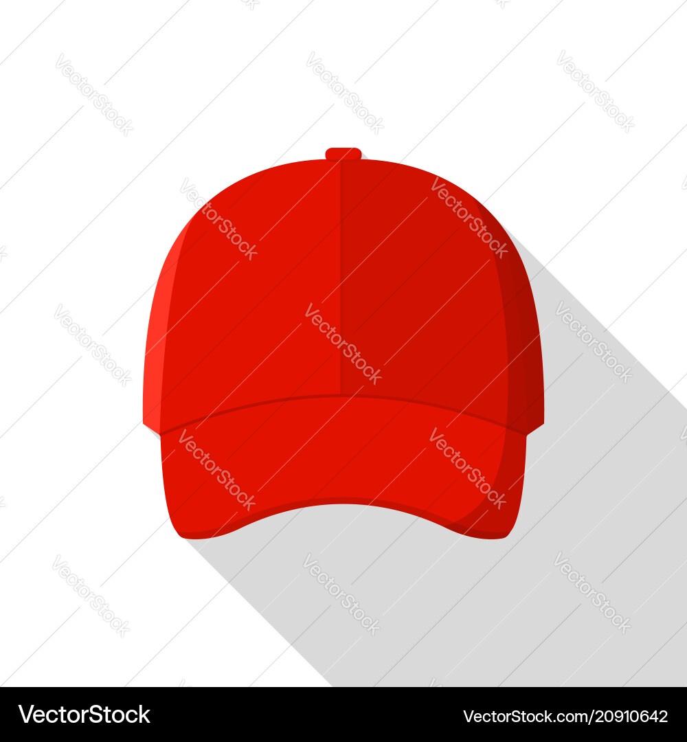 Red front baseball cap icon flat style Royalty Free Vector