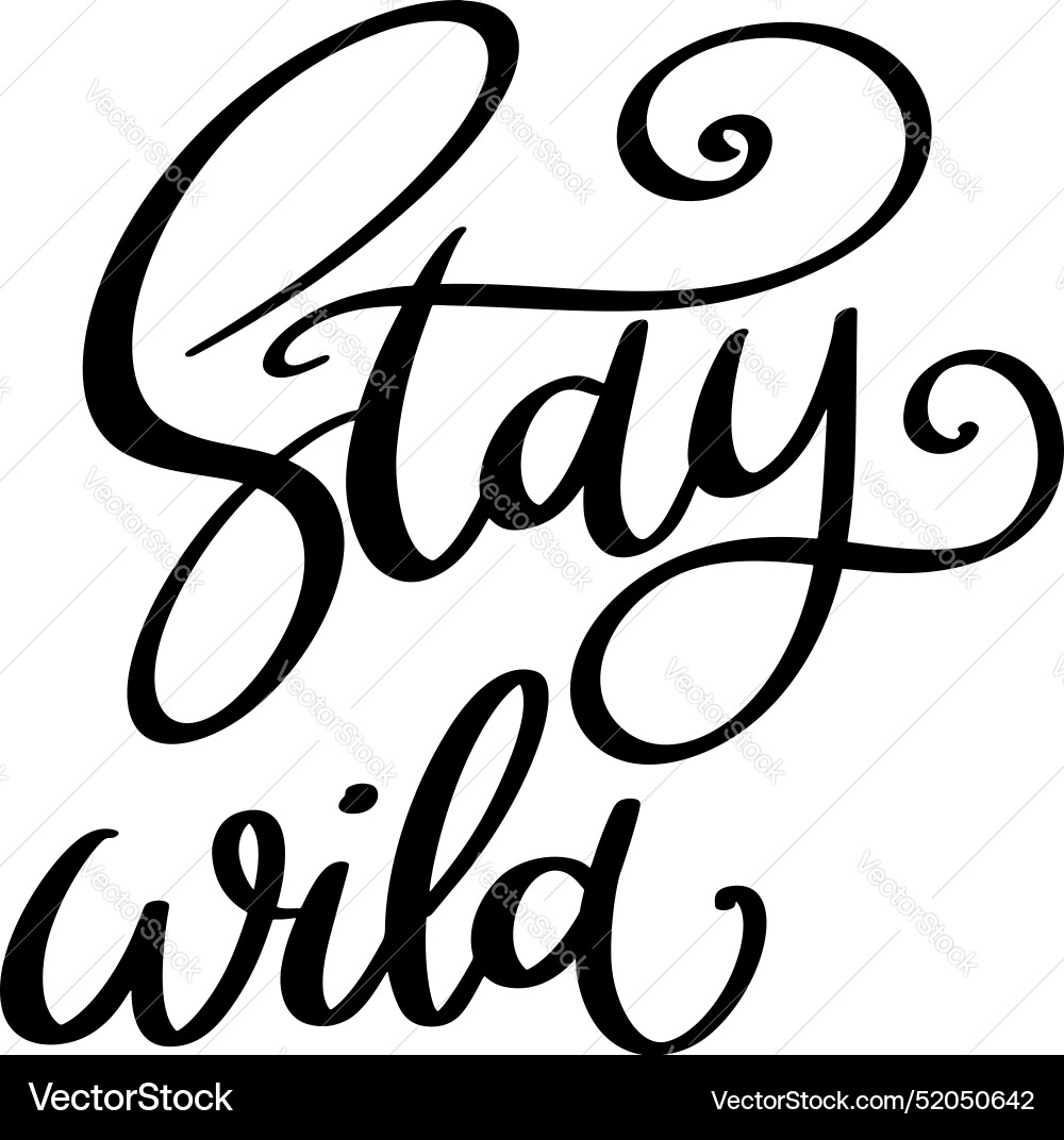 Stay wild lettering phrase isolated on white Vector Image