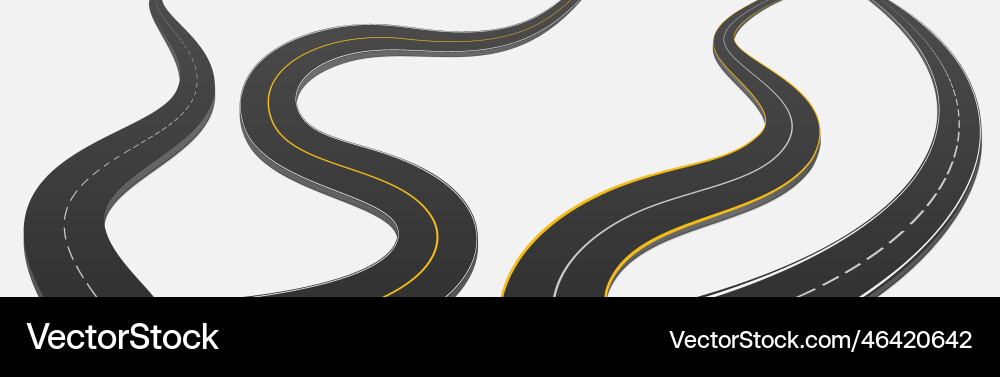 Winding curved road white yellow mark dotted line Vector Image