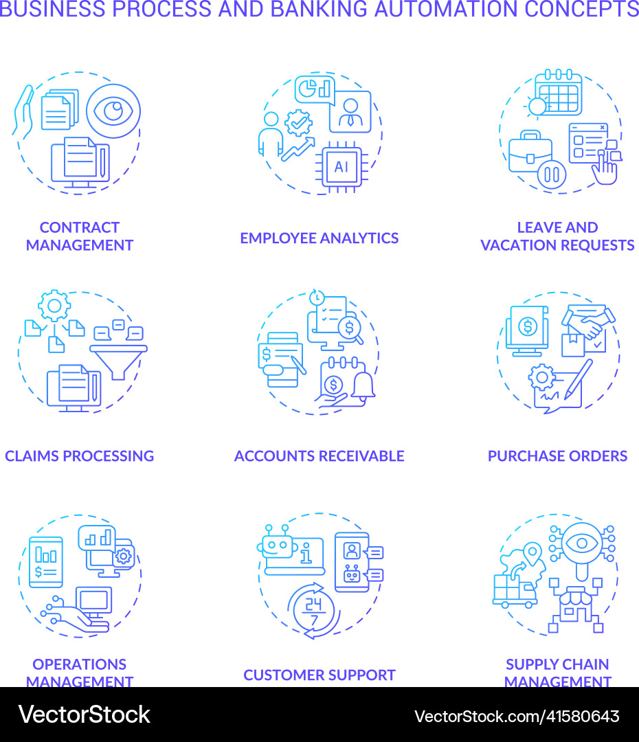 Business process and banking automation blue Vector Image