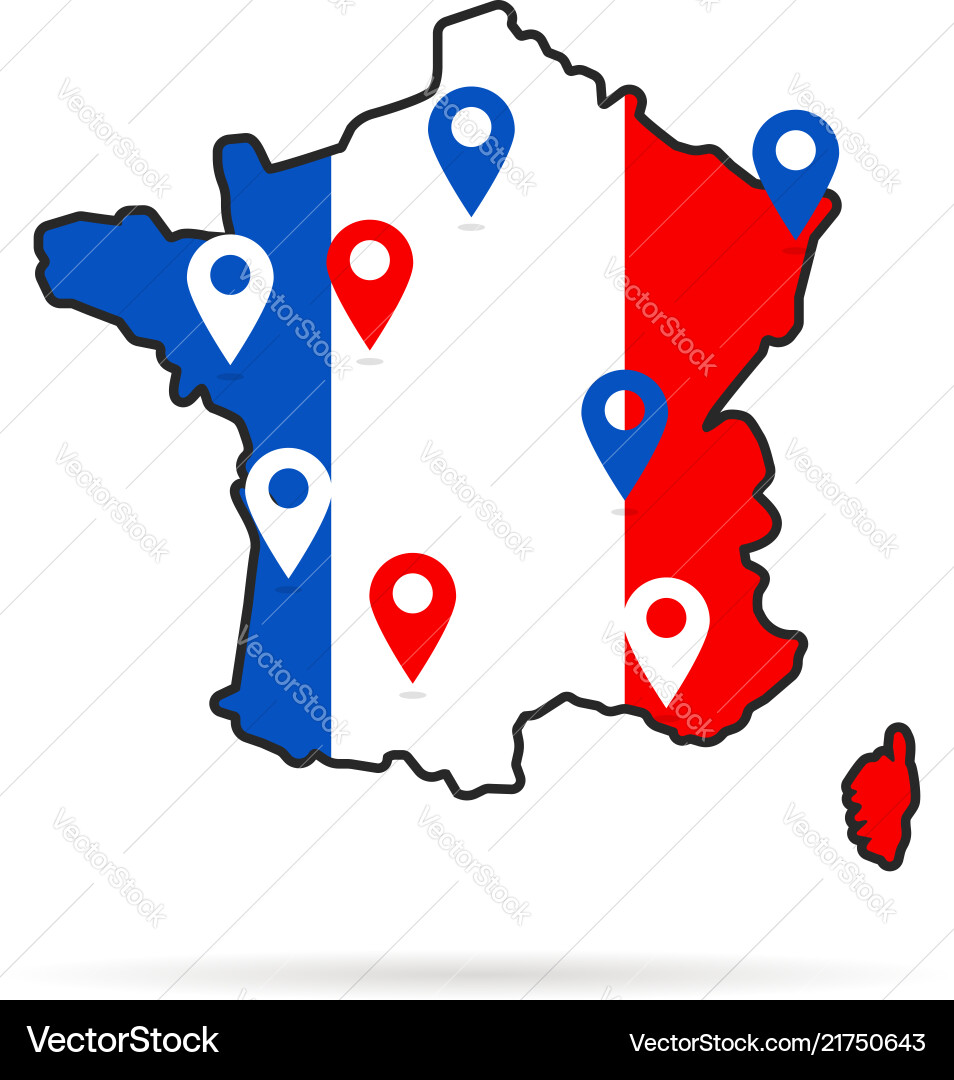 Colorful france map with geolocation point Vector Image