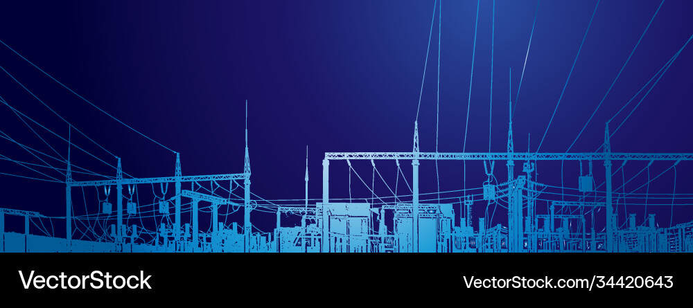 Contour silhouette substation powerhouse – Royalty-Free Vector ...