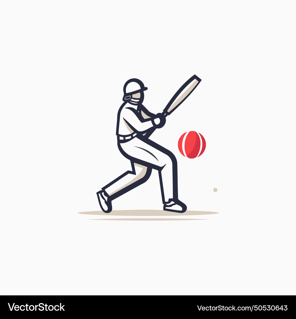 Cricket player with bat and ball in action Vector Image