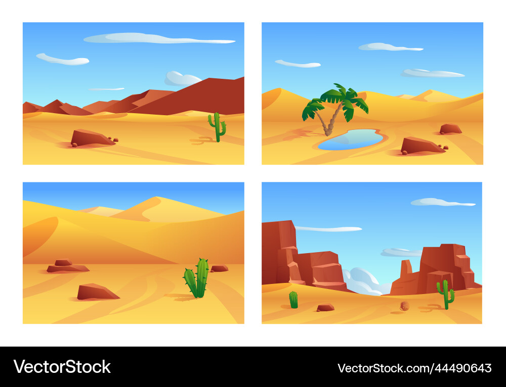 Desert banner backgrounds with oasis and highlands