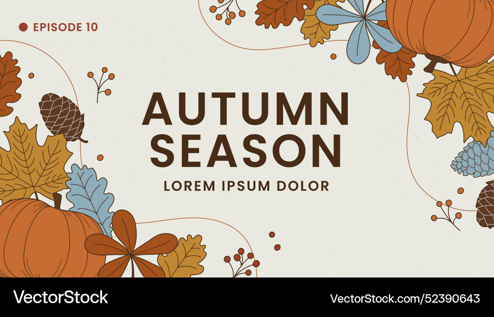 Hand drawn youtube thumbnail for autumn Royalty Free Vector