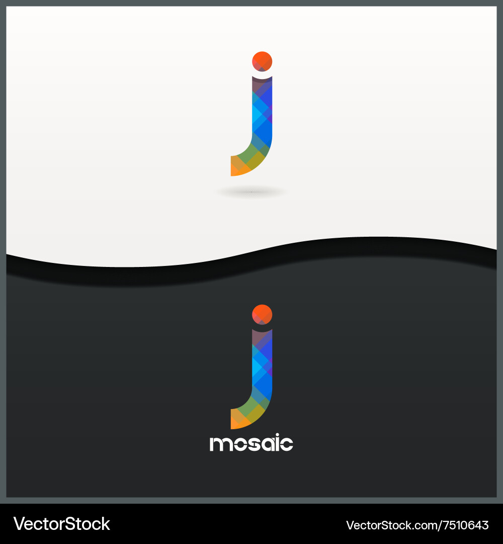 Letter j logo alphabet mosaic icon set background Vector Image