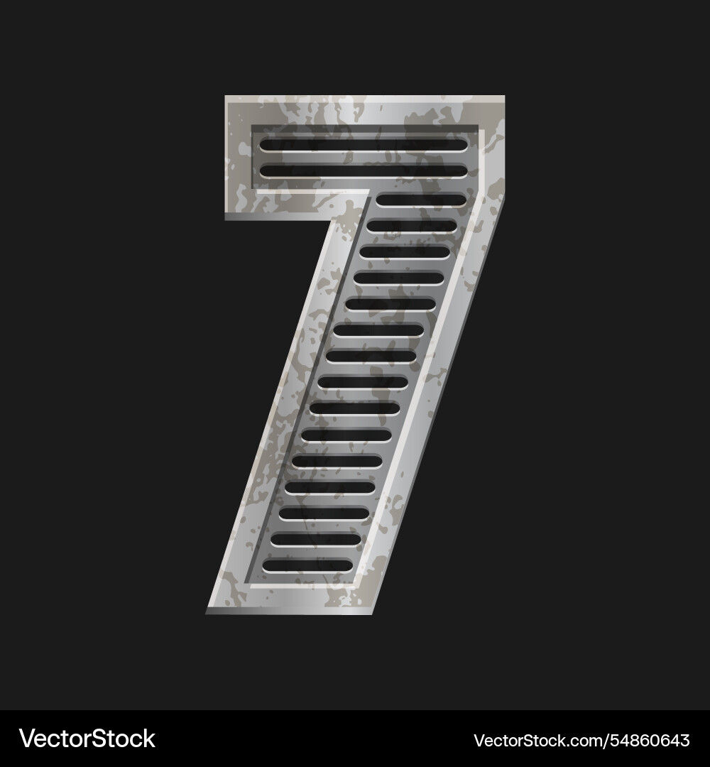 Metallic style silver number seven iron 7 Vector Image