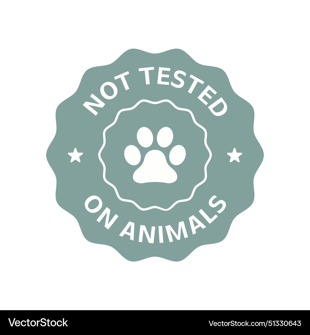 Not tested on animals badge with paw print Vector Image
