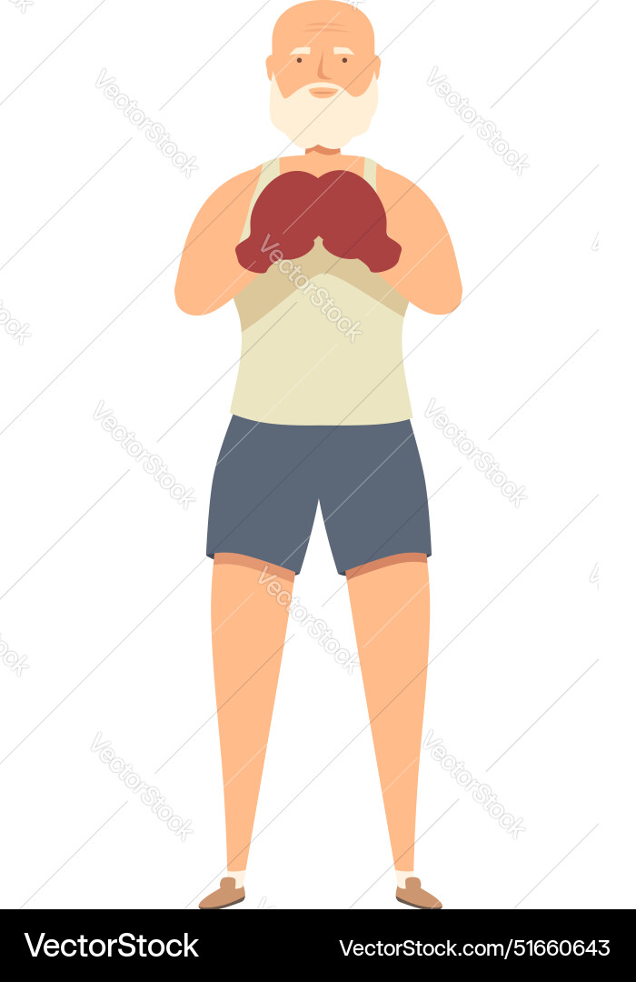 Senior man wearing boxing gloves posing Royalty Free Vector