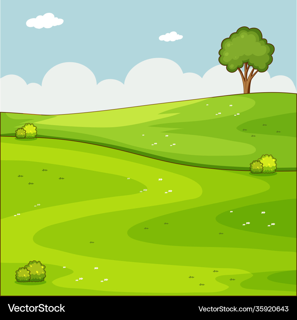 Serene Green Meadow Landscape Royalty Free Vector Image
