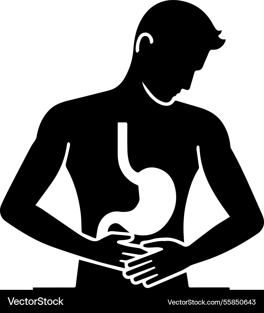 Simple stomach pain icon modern logo Royalty Free Vector