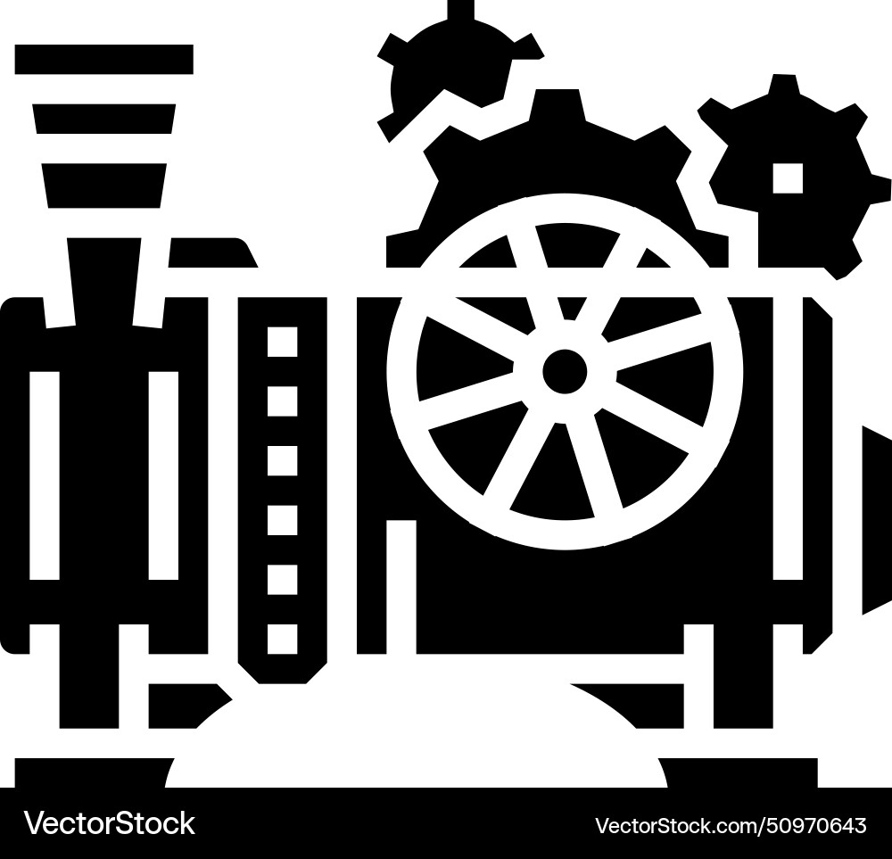 Steam engine steampunk vintage glyph icon Vector Image