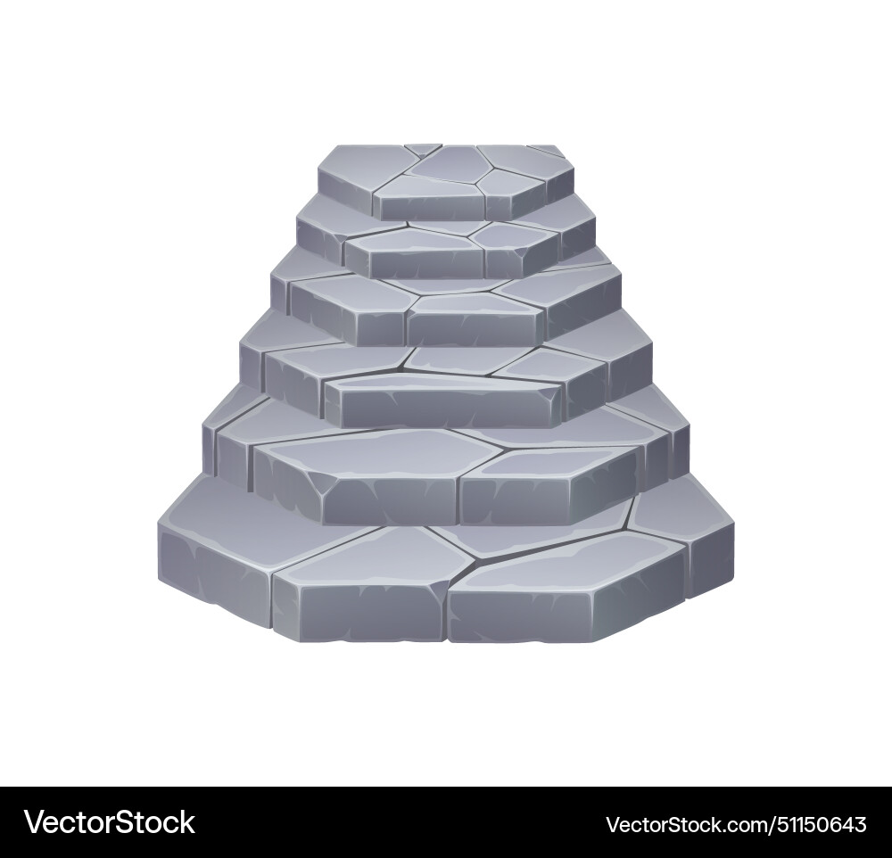 Stone stairs isolated cartoon staircase Royalty Free Vector