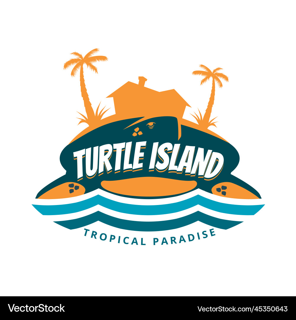 Tropical turtle island symbol Royalty Free Vector Image