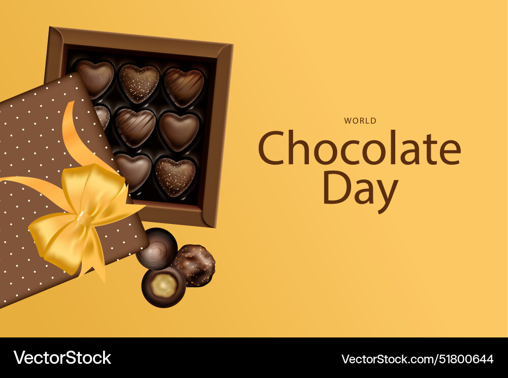 A box of chocolates with bow on yellow Royalty Free Vector