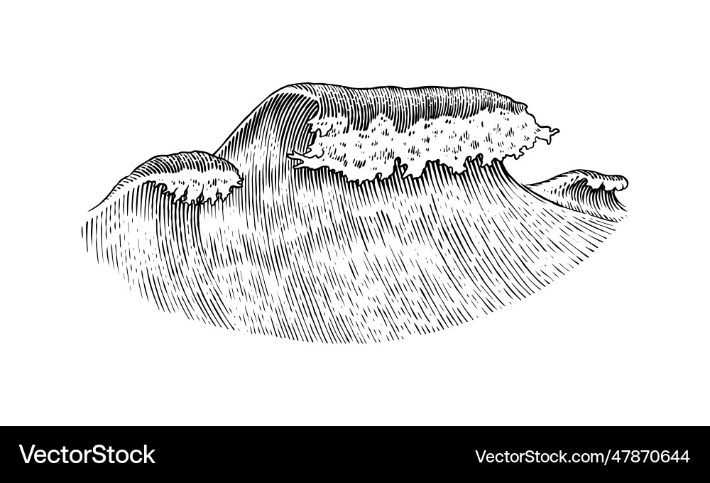 Atlantic tidal waves vintage old engraved hand Vector Image