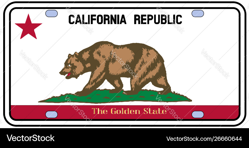 California license plate flag Royalty Free Vector Image