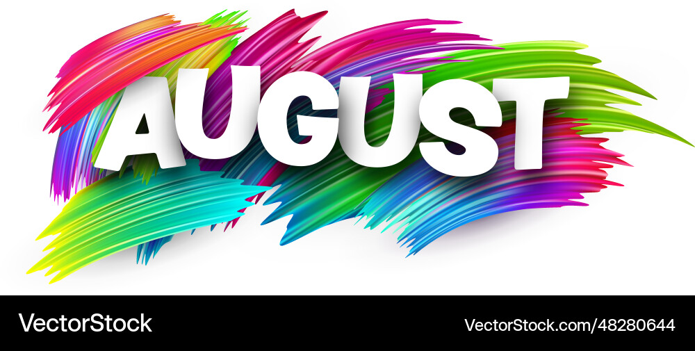 Colorful August Word Sign - Paint Splash Vector Image