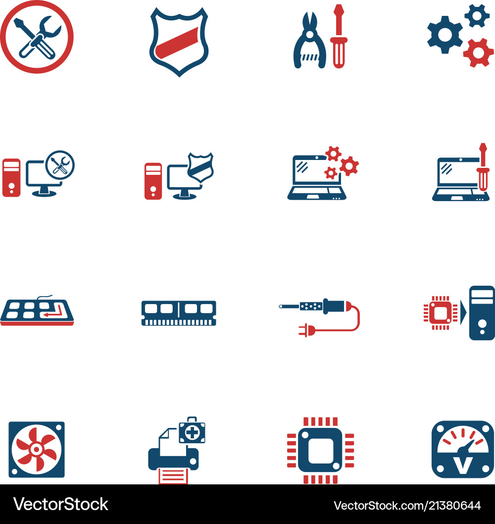 Computer Repair Icon Set - Tools & Symbols Vector Image