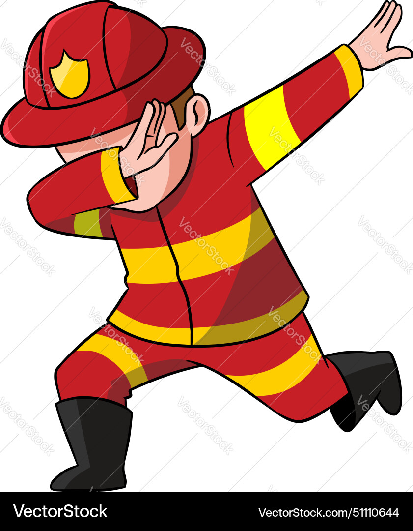 Dabbing firefighter character cartoon clip art Vector Image