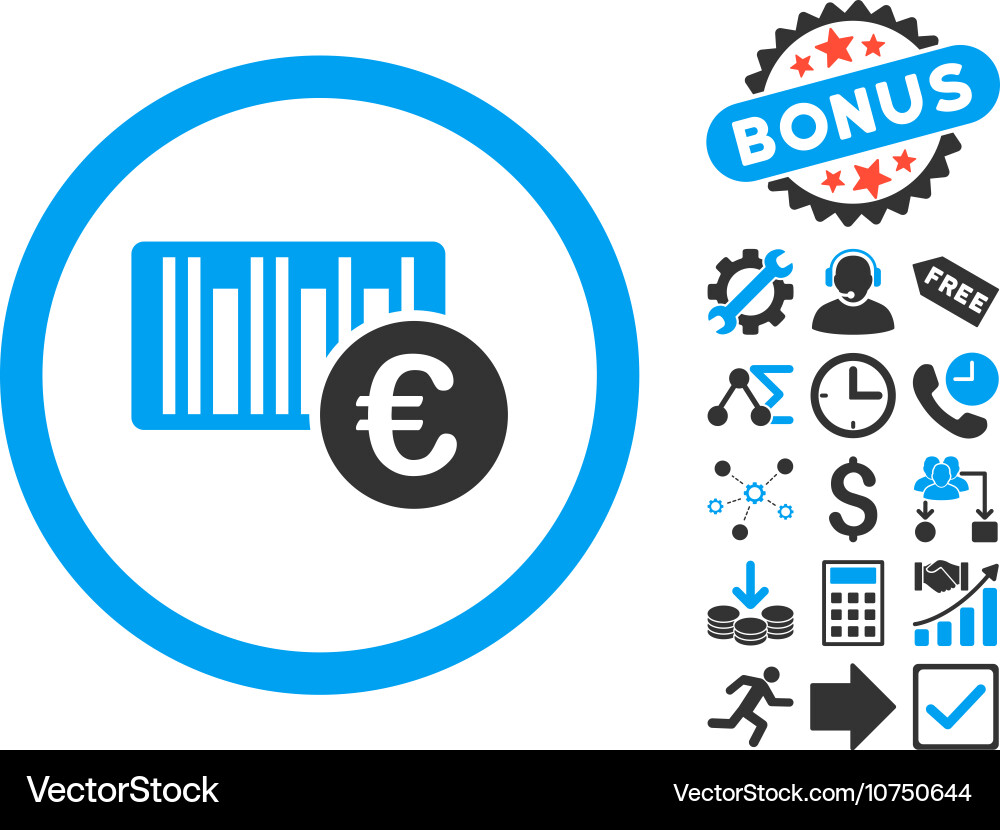 Euro barcode flat icon with bonus Royalty Free Vector Image