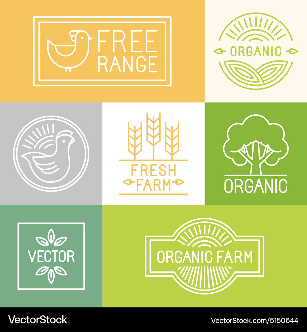 Fresh farm and free range labels Royalty Free Vector Image