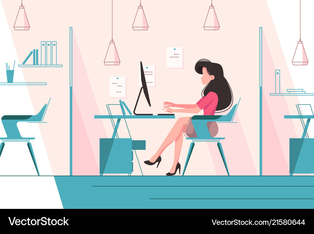 Girl working in office Royalty Free Vector Image