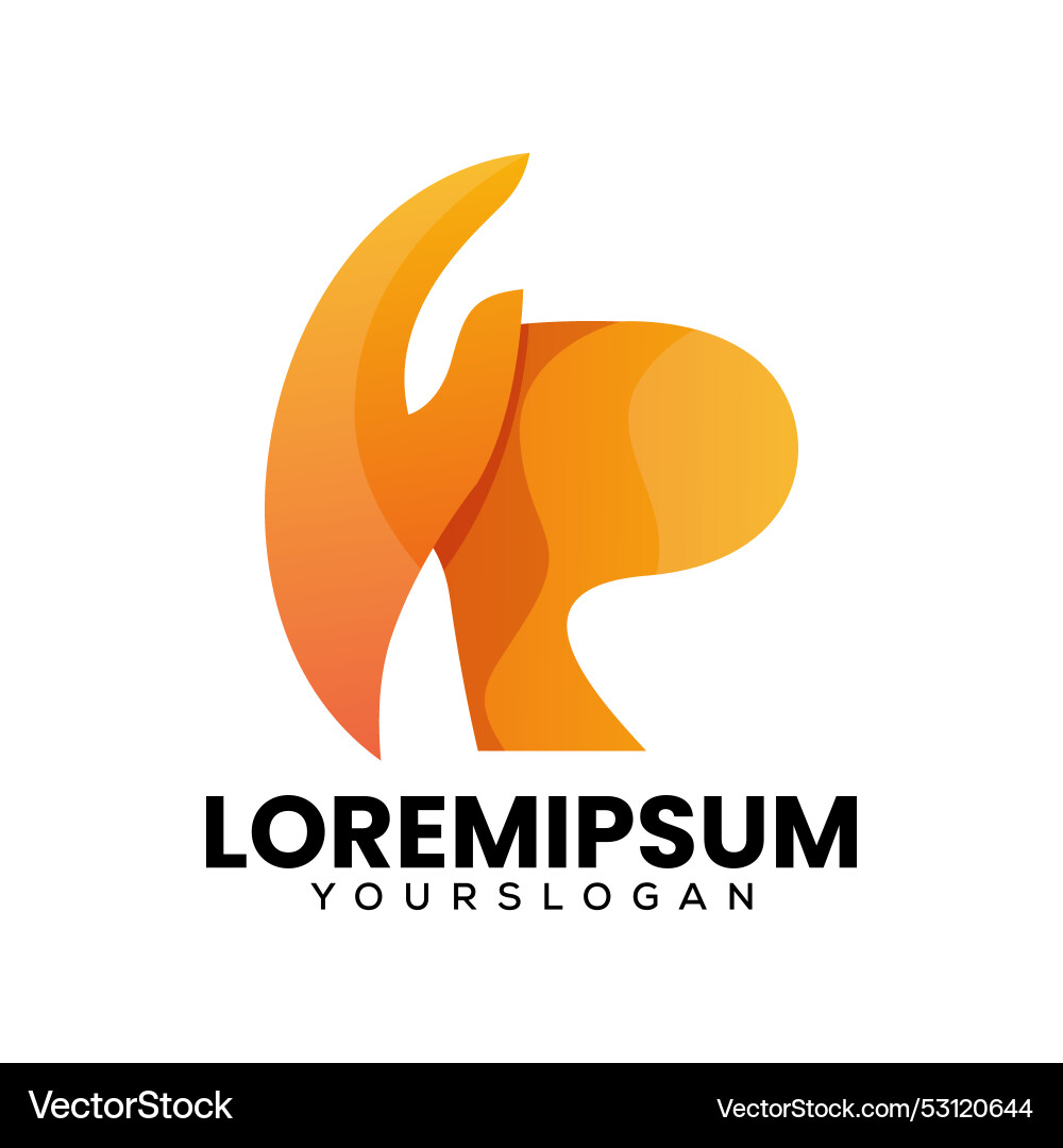 Initials letter r hand colorful logo design Vector Image