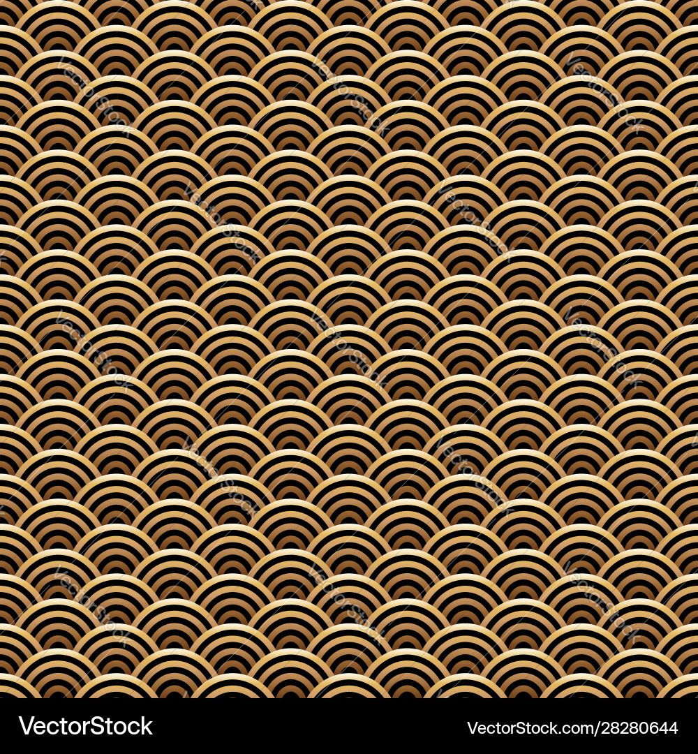 Japanese golden scales seamless pattern Royalty Free Vector