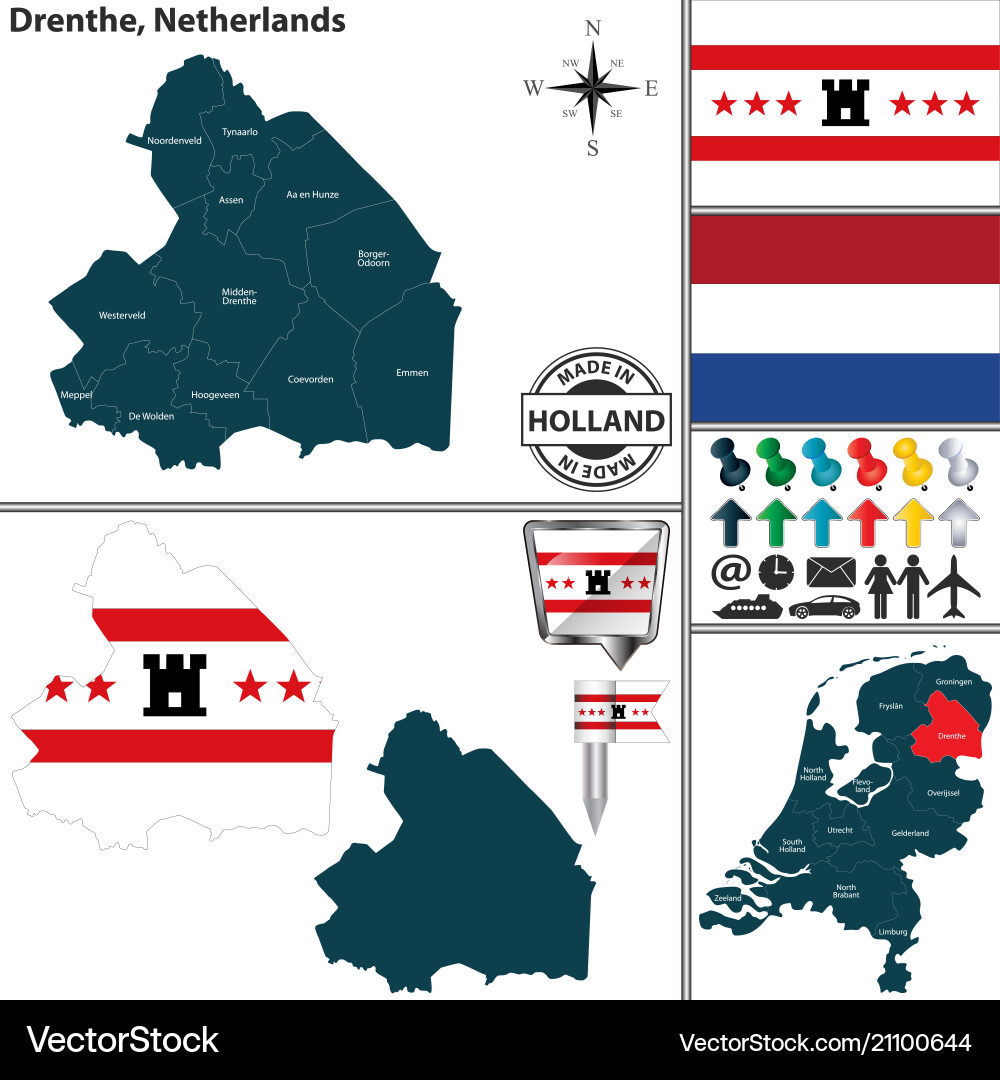 Map of drenthe netherlands Royalty Free Vector Image