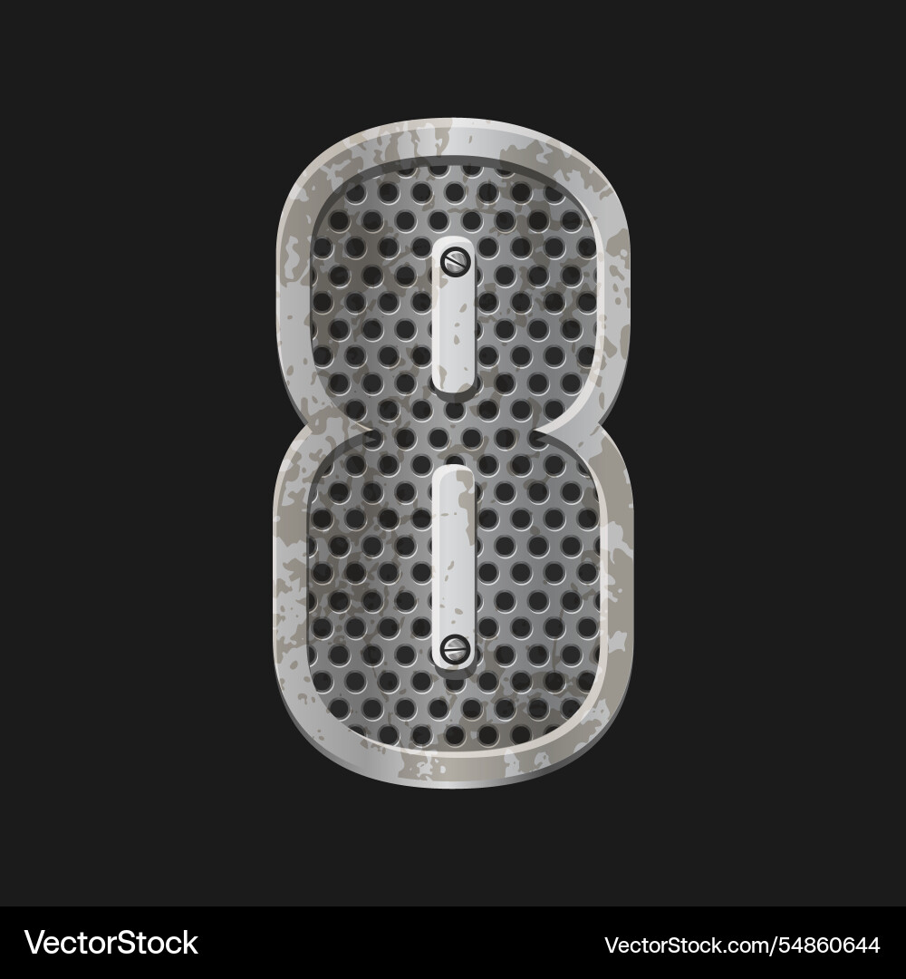 Metallic style silver number eight iron 8 Vector Image
