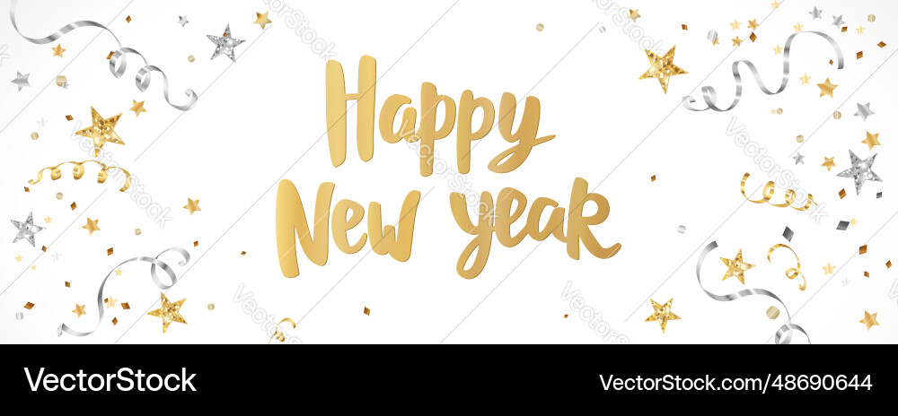 New year banner with decoration happy Royalty Free Vector
