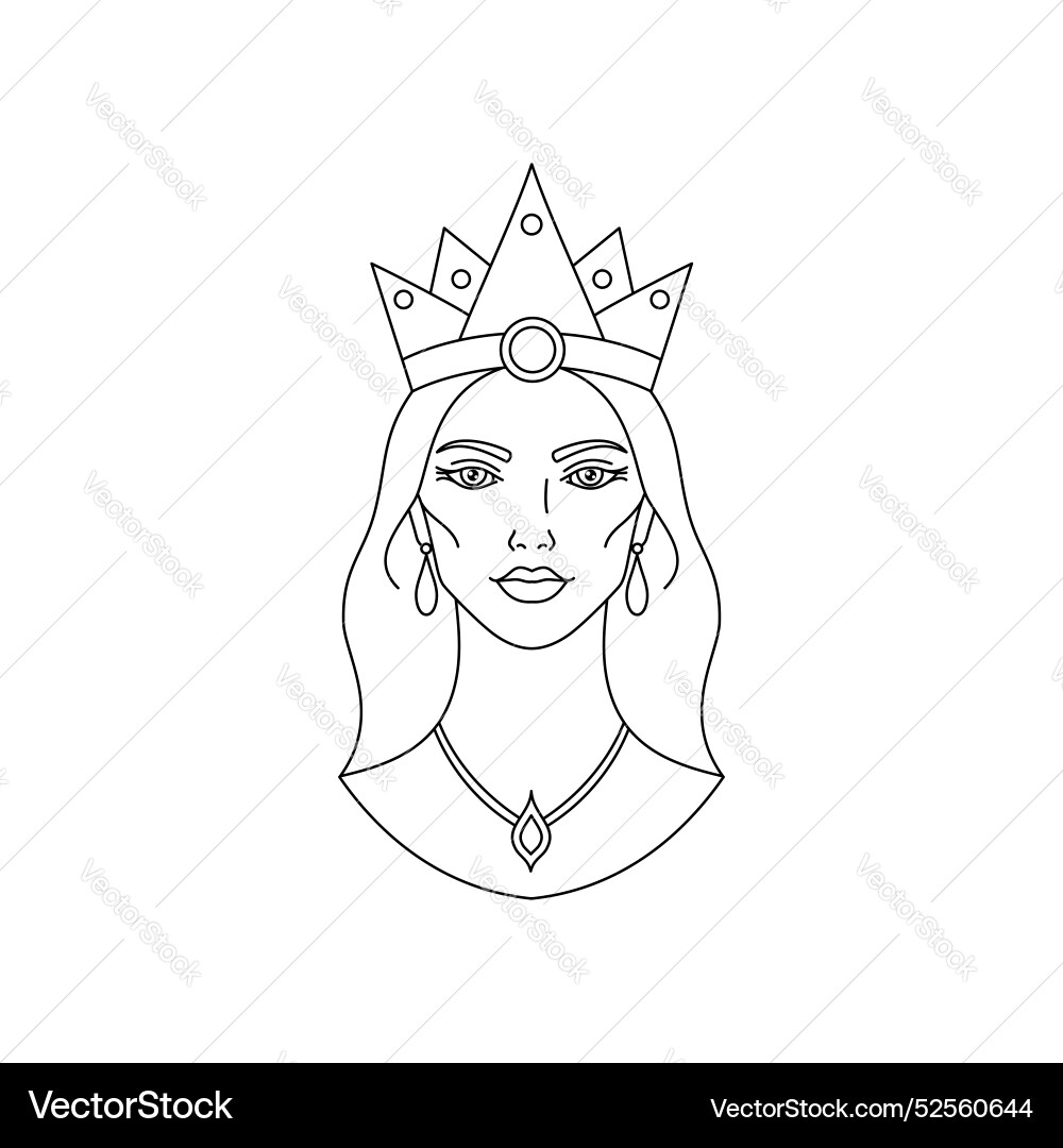 Queen girl icon in linear style on white Vector Image