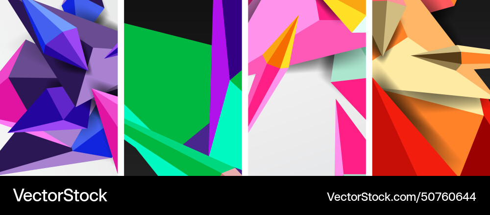 Set of triangle geometric low poly 3d shapes Vector Image