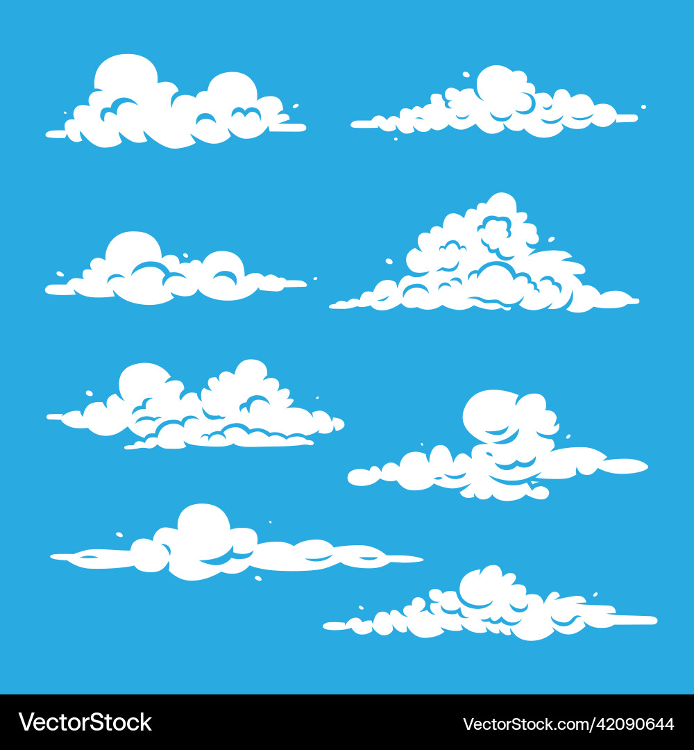 Set of white clouds stylized Royalty Free Vector Image