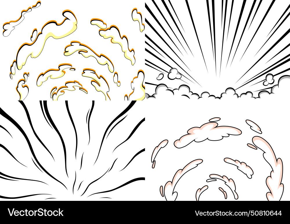 Sunset comic background set coloring pop art Vector Image