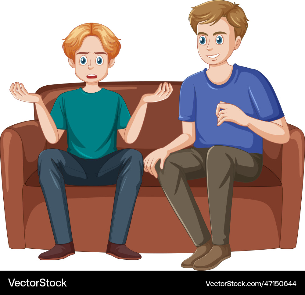 Teenage boy talking with dad Royalty Free Vector Image