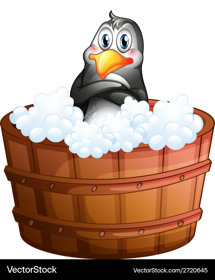 A barrel with penguin Royalty Free Vector Image