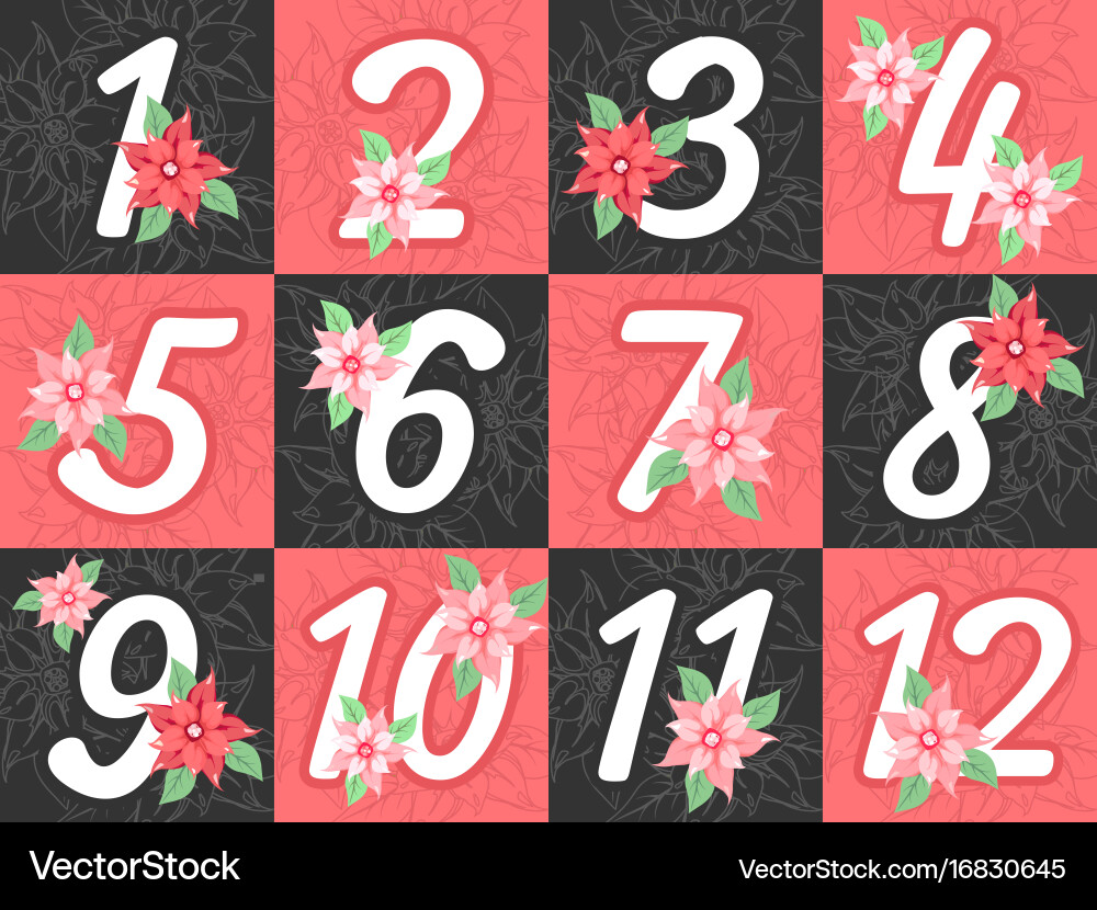 Advent calendar numbers Royalty Free Vector Image