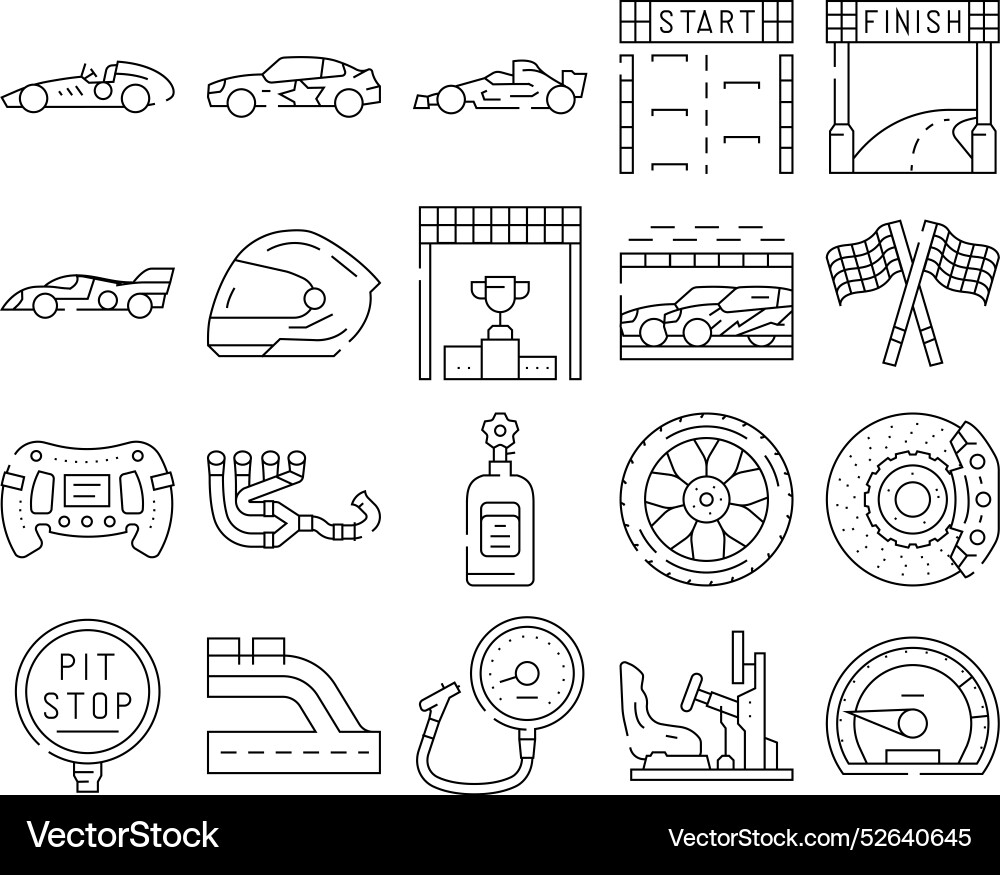 Car speed auto race icons set Royalty Free Vector Image