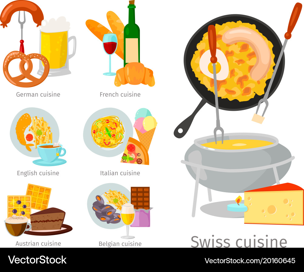 European food cuisine tasty dinner Royalty Free Vector Image