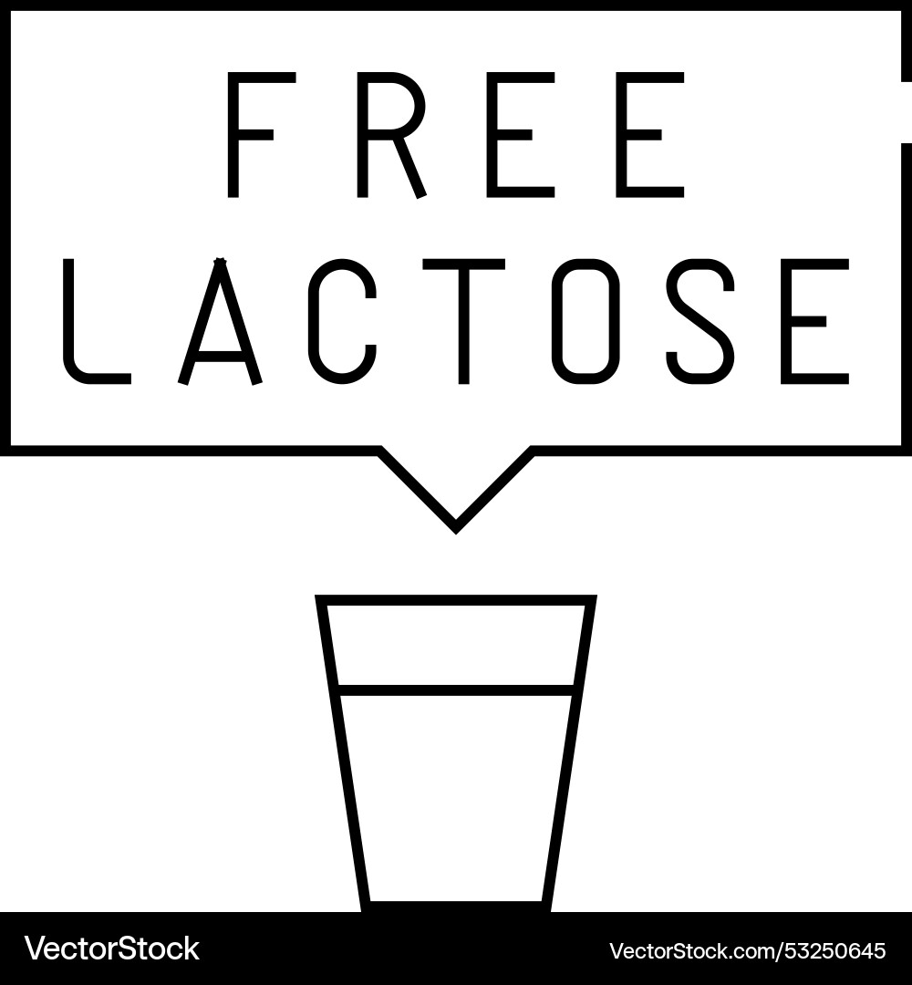 Free lactose milk line icon Royalty Free Vector Image