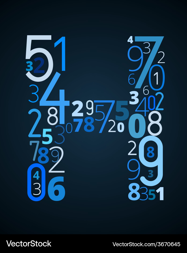 Letter h font from numbers Royalty Free Vector Image