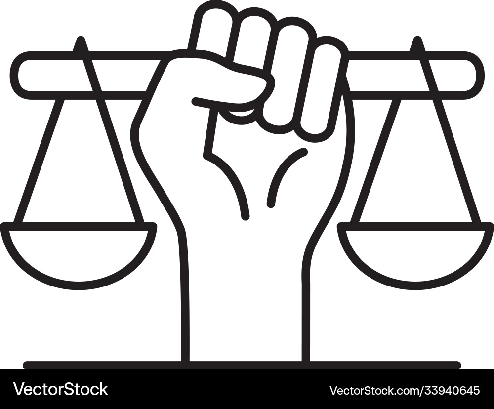 Raised fist hand with scale line style icon Vector Image
