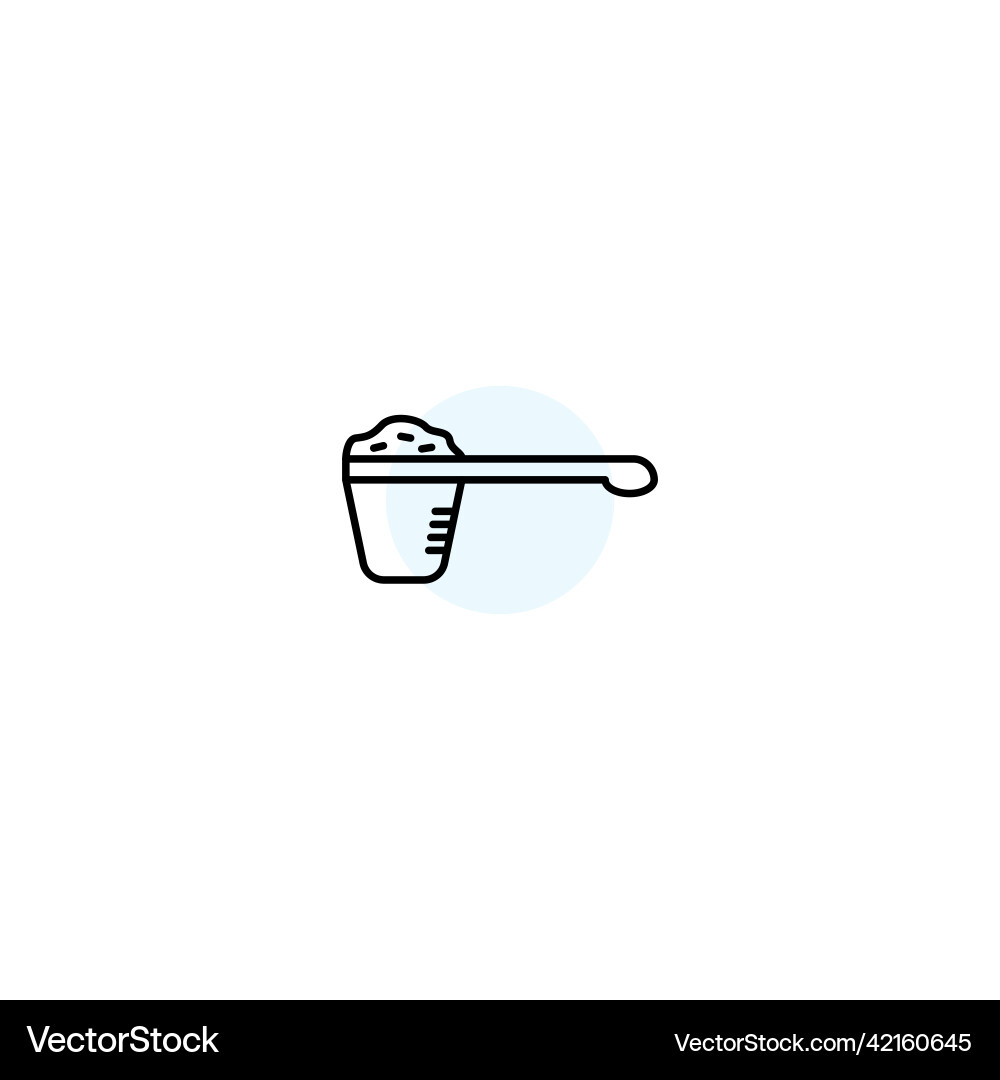 Scoop protein line icon spoon measuring powder Vector Image